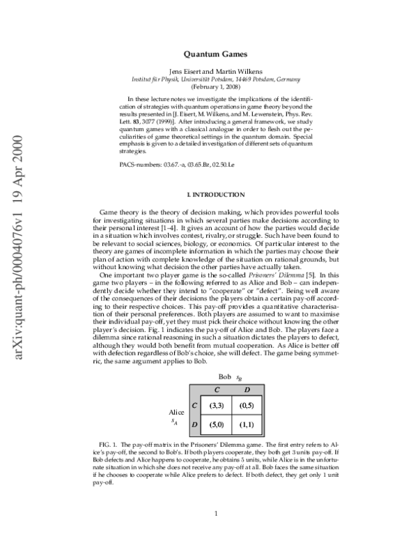 (PDF) Quantum Games