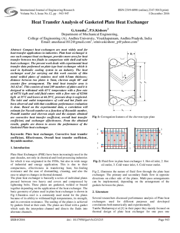 (PDF) Heat Transfer Analysis of Gasketed Plate Heat Exchanger