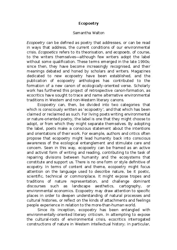 (DOC) Ecopoetry: In Introduction