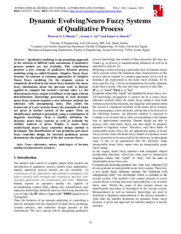 (PDF) Dynamic Evolving Neuro Fuzzy Systems of Qualitative Process
