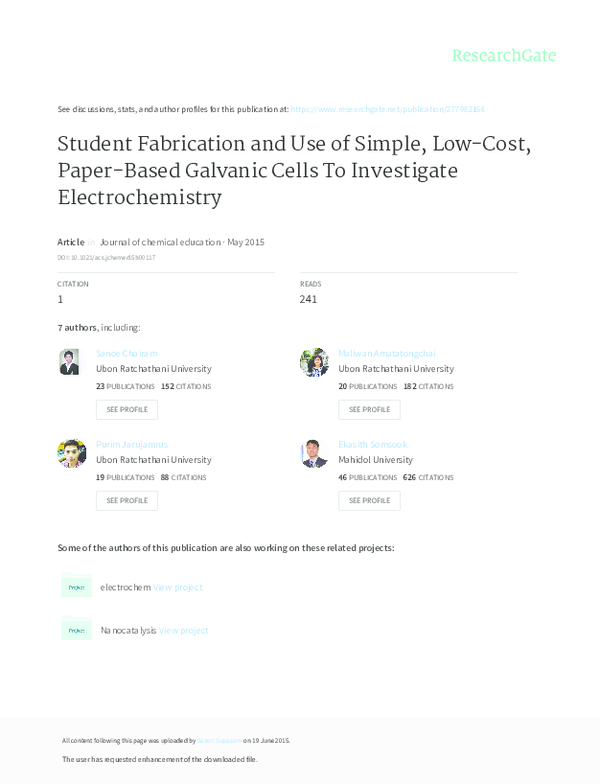 (PDF) Student Fabrication and Use of Simple, Low-Cost, Paper-Based ...