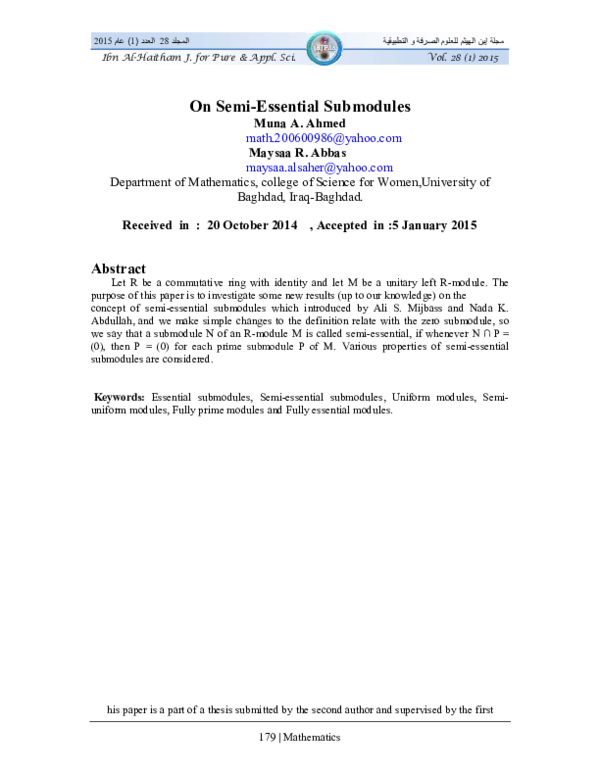 (PDF) On Semi-Essential Submodules
