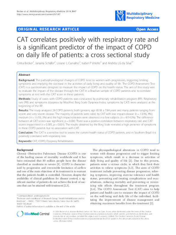 (PDF) CAT correlates positively with respiratory rate and is a ...