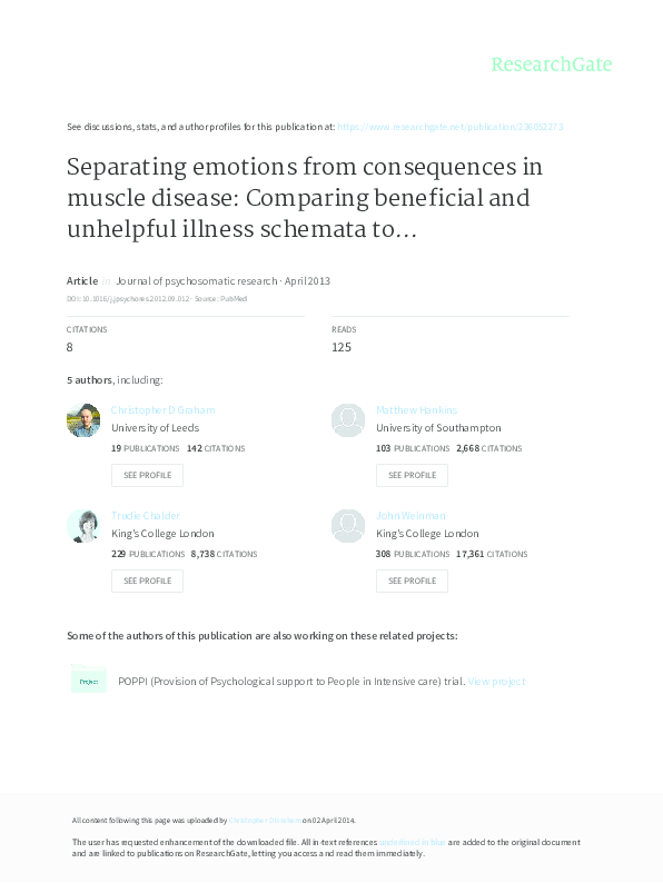 (PDF) Separating emotions from consequences in muscle disease ...