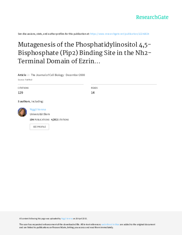 (PDF) Mutagenesis of the phosphatidylinositol 4, 5-bisphosphate (PIP2 ...