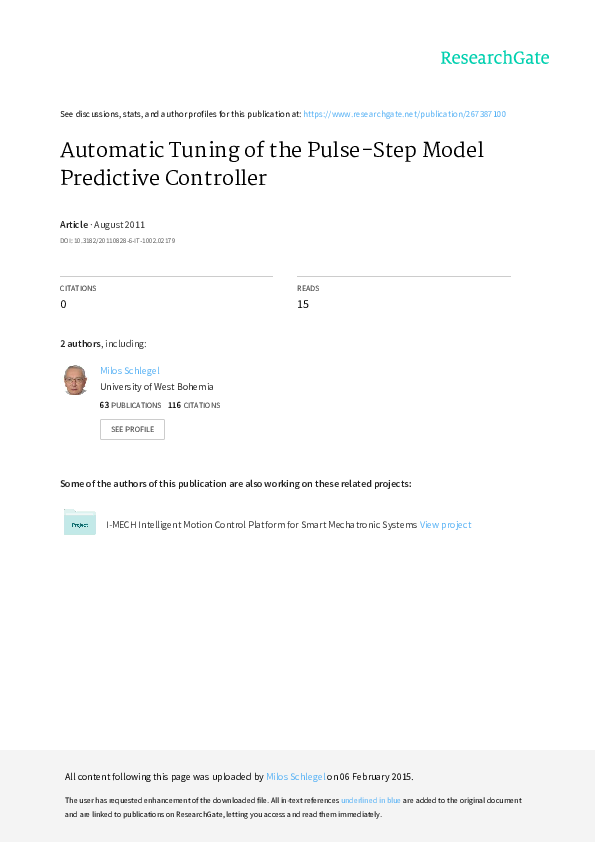 (PDF) Automatic Tuning of the Pulse-Step Model Predictive Controller