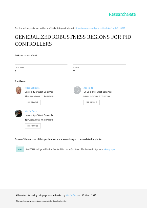 (PDF) Generalized Robustness Regions for Pid Controllers | Milos ...