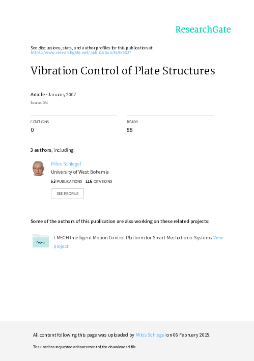 (PDF) Vibration Control of Plate Structures