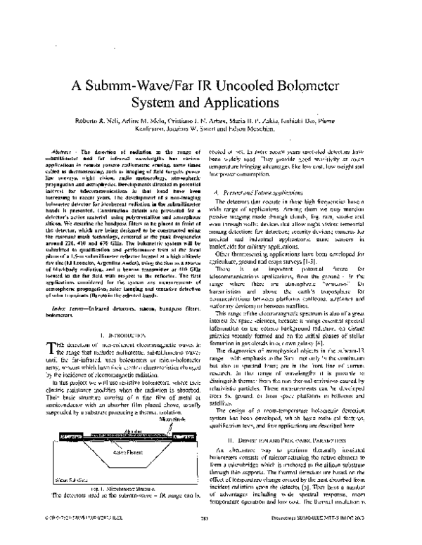 (PDF) A submm-wave/far IR uncooled bolometer system and applications