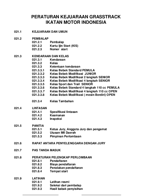(PDF) PERATURAN KEJUARAAN GRASSTRACK IKATAN MOTOR INDONESIA