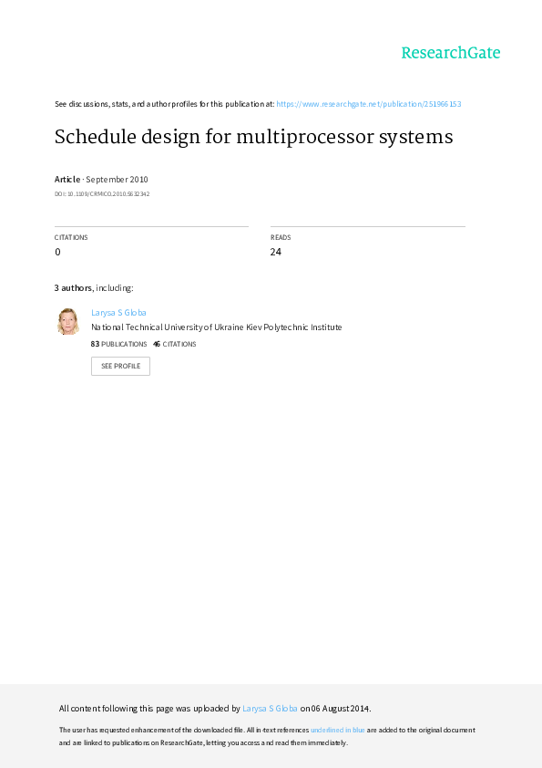 (PDF) Schedule design for multiprocessor systems