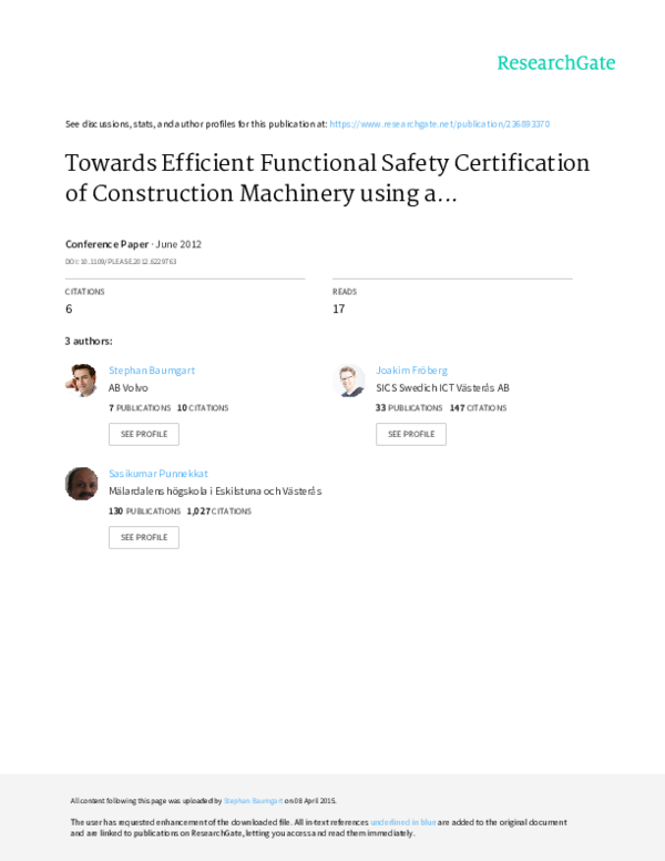 (PDF) Towards efficient functional safety certification of construction ...