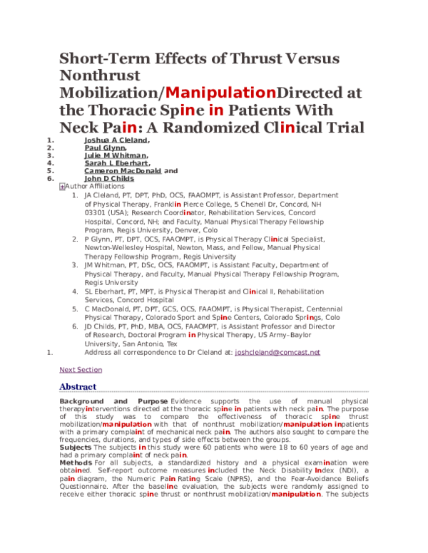 (DOC) Short-Term Effects of Thrust Versus Nonthrust Mobilization ...