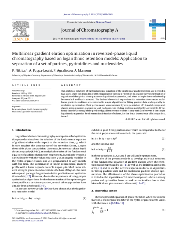Pdf Optimisation Technique For Stepwise Gradient Elution In Reversed Phase Liquid