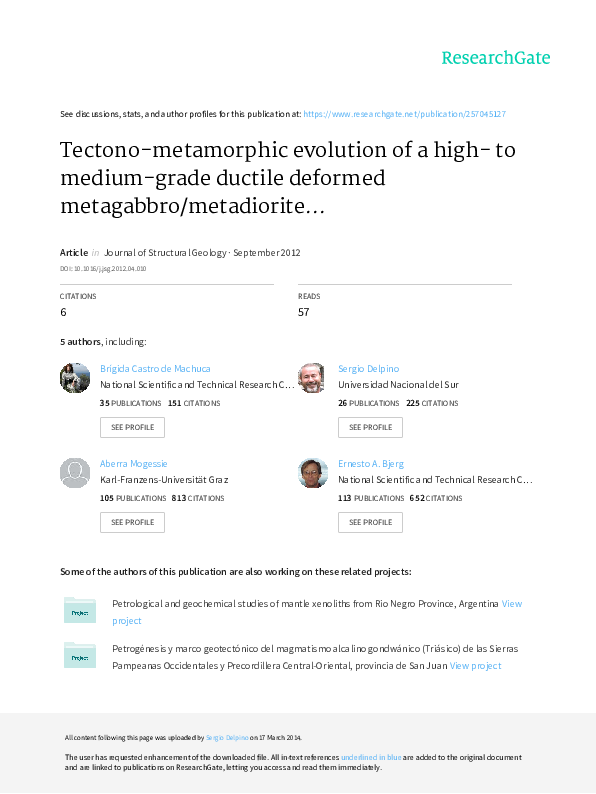 (PDF) Tectono-metamorphic evolution of a high- to medium-grade ductile deformed metagabbro ...