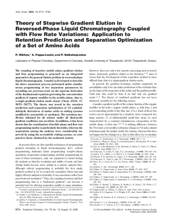 Pdf Theory Of Stepwise Gradient Elution In Reversed Phase Liquid
