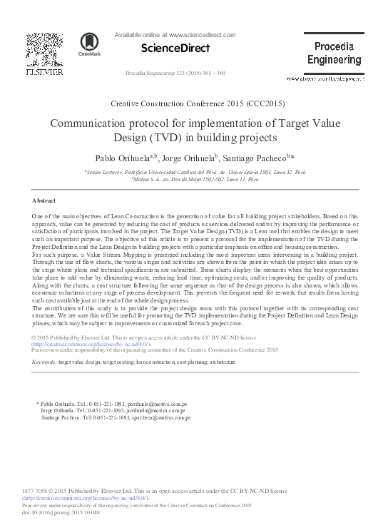 (PDF) Communication protocol for implementation of Target Value Design ...