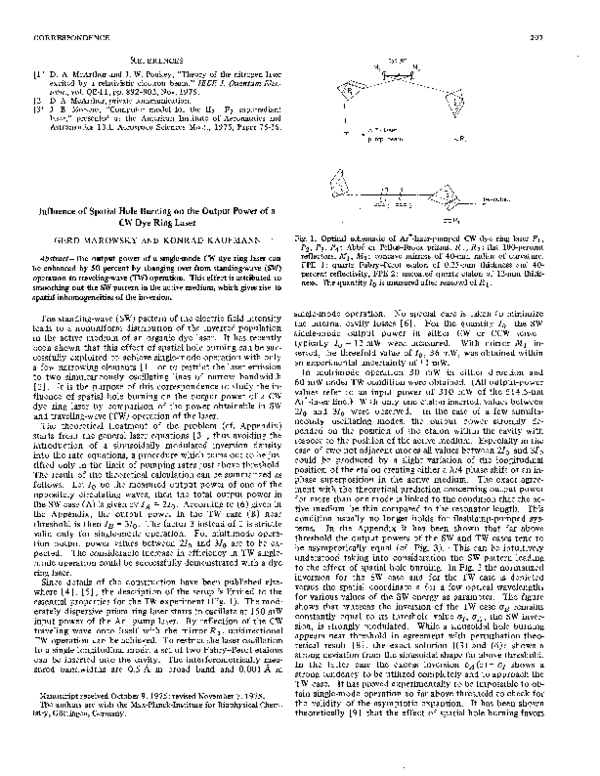 (PDF) Influence of spatial hole burning on the output power of a CW dye ...