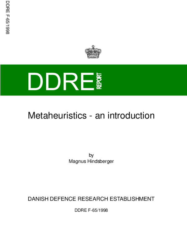 (PDF) Metaheuristics - an introduction