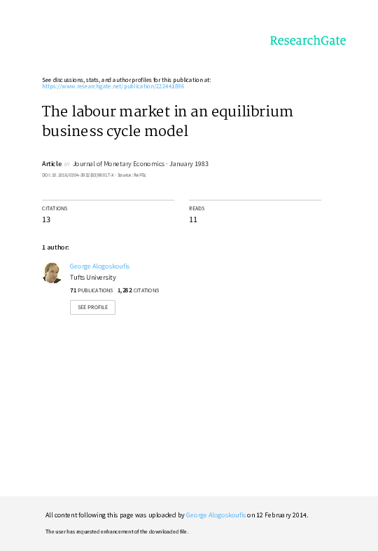 (PDF) The labour market in an equilibrium business cycle model