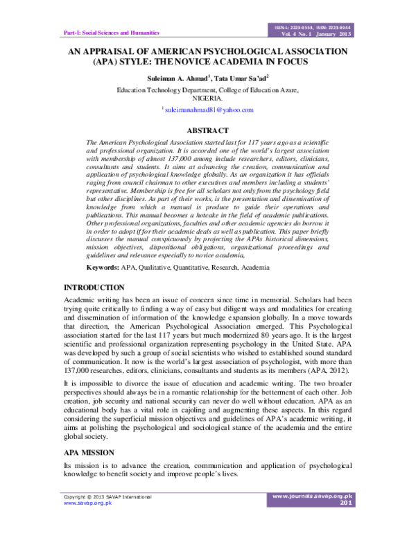 (PDF) Part-I: Social Sciences and Humanities AN APPRAISAL OF AMERICAN ...