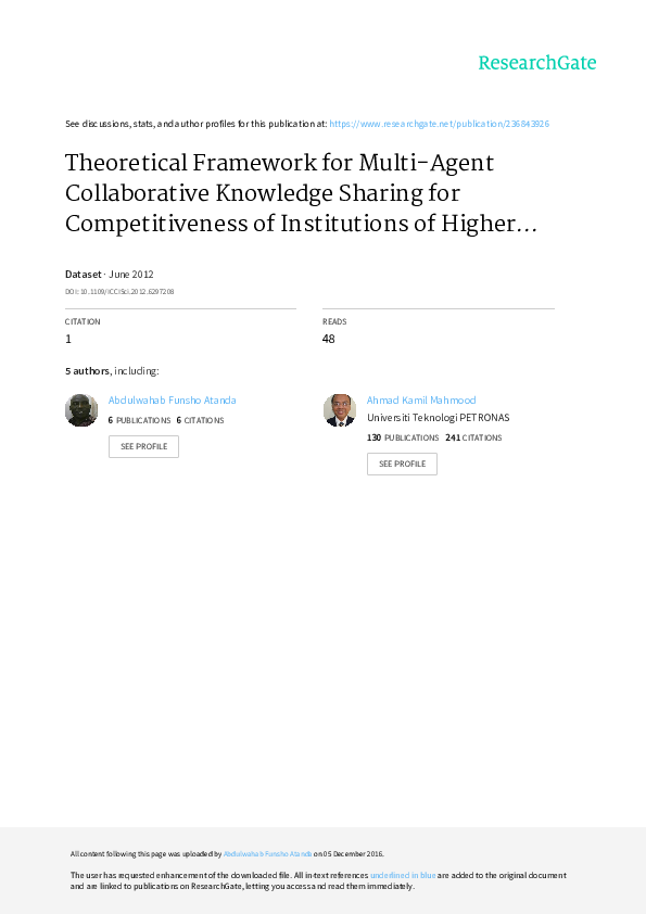 (PDF) Theoretical framework for multi-agent collaborative knowledge ...