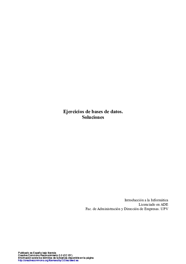 (PDF) Ejercicios de bases de datos. Soluciones