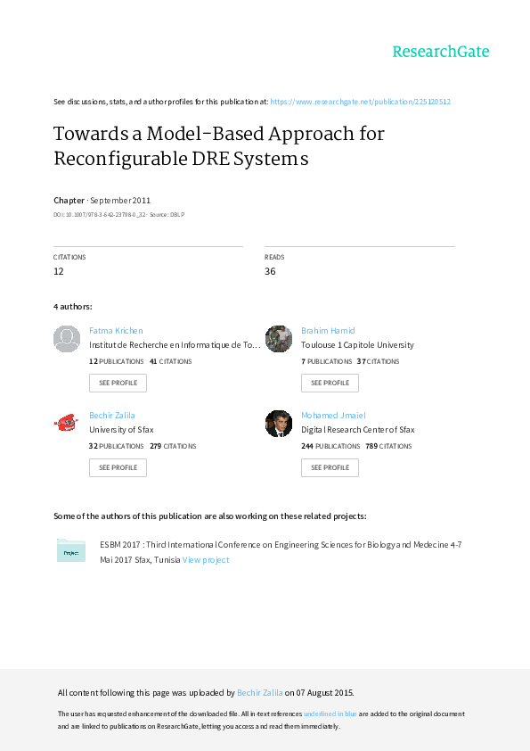 (PDF) Towards a model-based approach for reconfigurable DRE systems