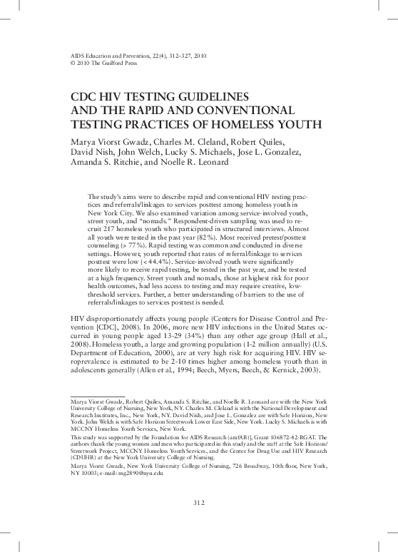 (PDF) CDC HIV testing guidelines and the rapid and conventional testing ...