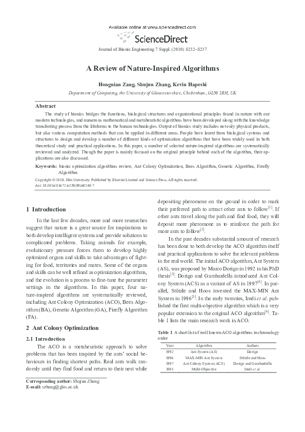 (PDF) A review of nature-inspired algorithms