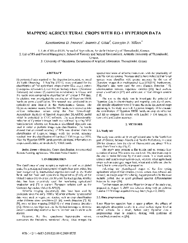 (PDF) Mapping agricultural crops with EO-1 Hyperion data