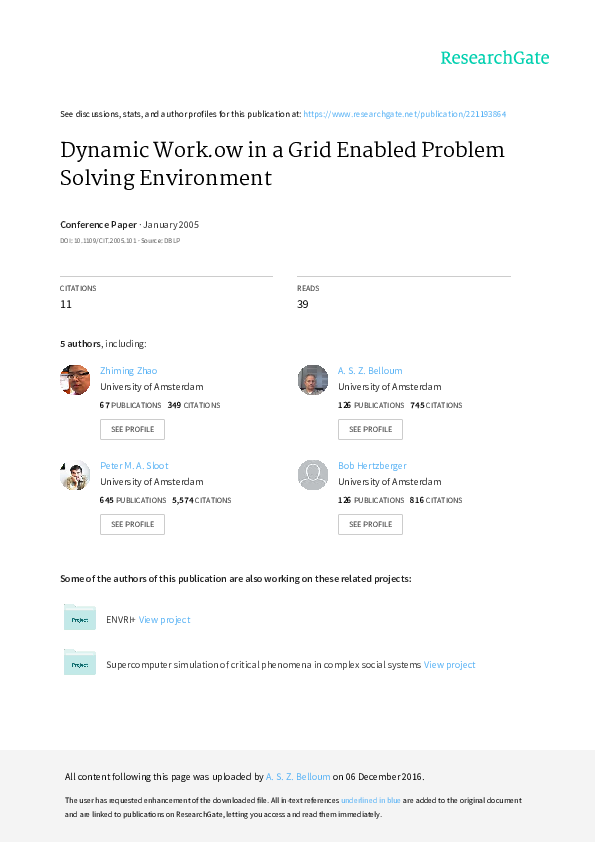Pdf Dynamic Work Ow In A Grid Enabled Problem Solving Environment