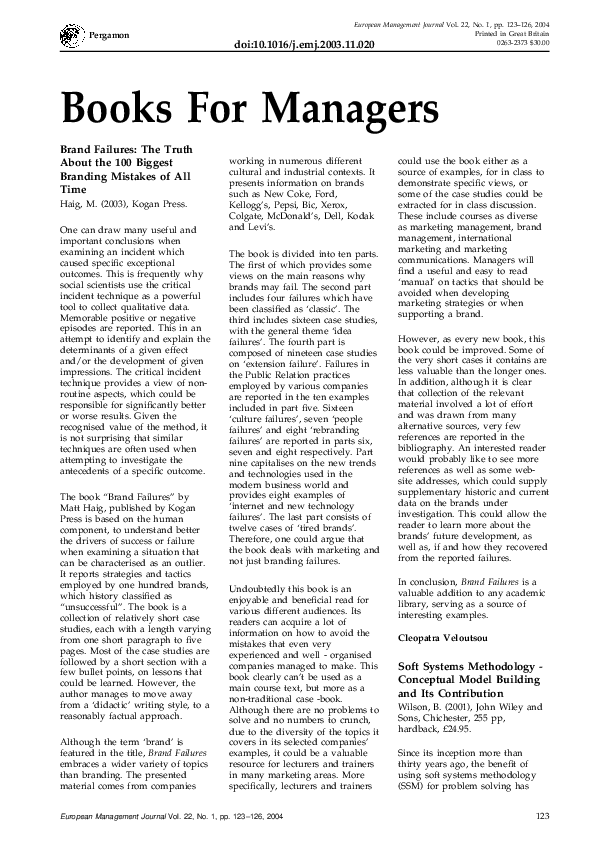 (PDF) Brand Failures: The Truth About the 100 Biggest Branding Mistakes ...