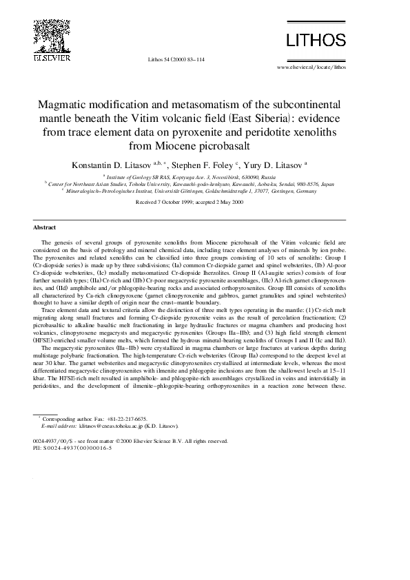 (PDF) Magmatic modification and metasomatism of the subcontinental ...