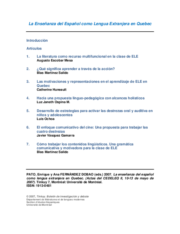 (PDF) La enseñanza del español como lengua extranjera