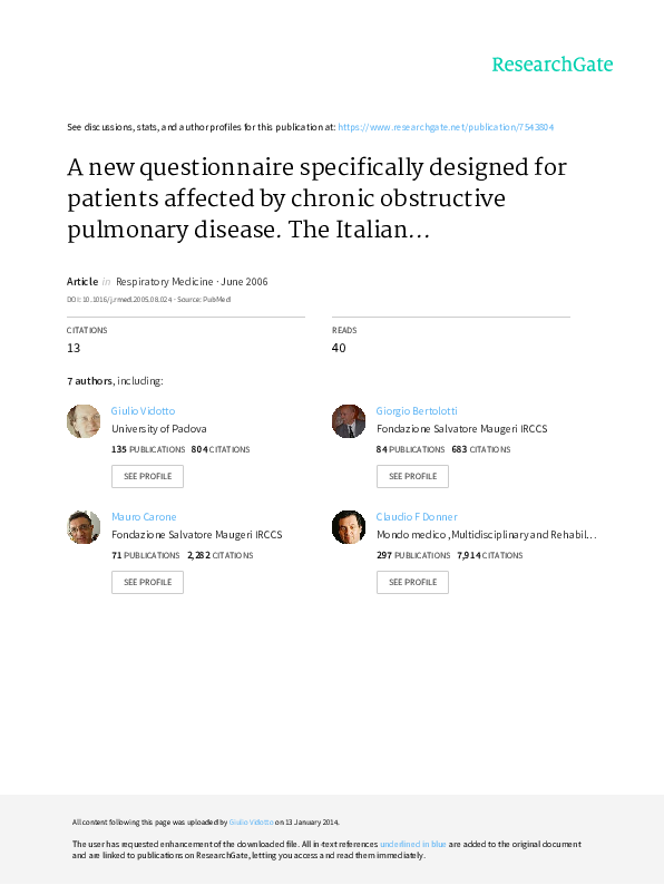 (PDF) A new questionnaire specifically designed for patients affected ...