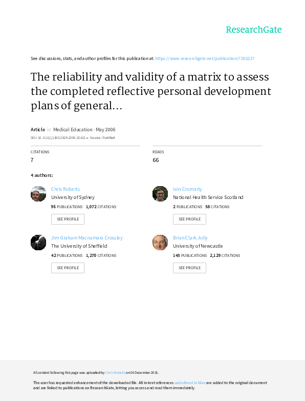 (PDF) The reliability and validity of a matrix to assess the completed ...