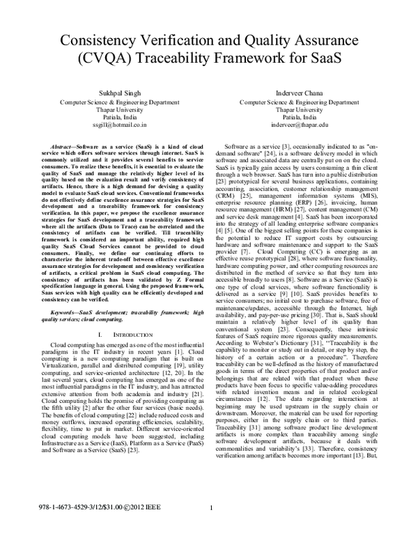 (PDF) Consistency verification and quality assurance (CVQA) traceability framework for SaaS