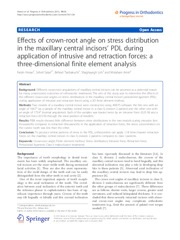 (PDF) Effects of crown-root angle on stress distribution in the ...