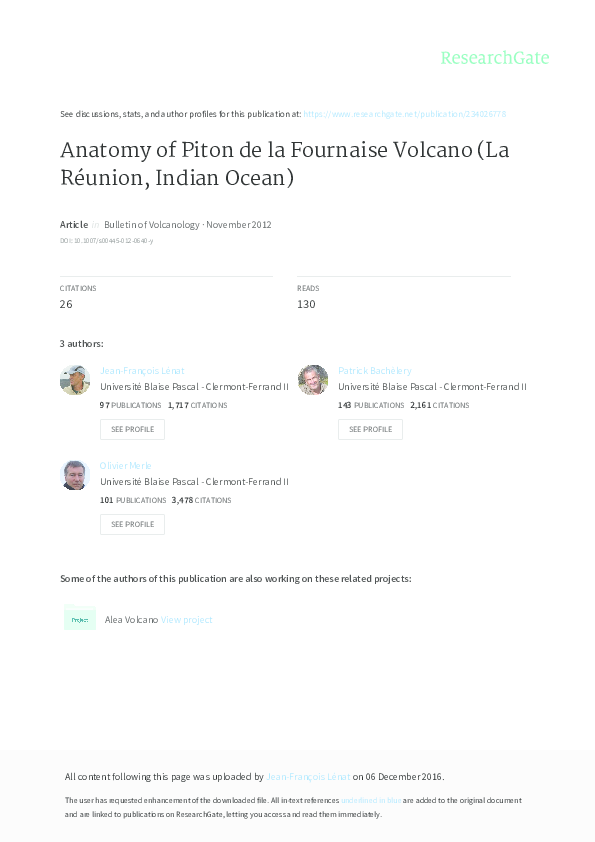 (PDF) Anatomy of Piton de la Fournaise volcano (La Réunion, Indian Ocean)
