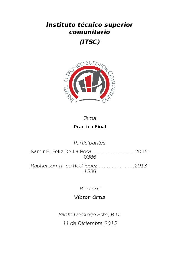 (DOC) Instituto técnico superior comunitario (ITSC