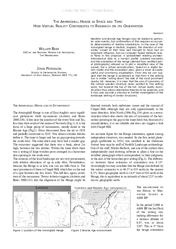 (PDF) Enter the Past ] -THE ARMINGHALL HENGE IN SPACE AND TIME: HOW ...