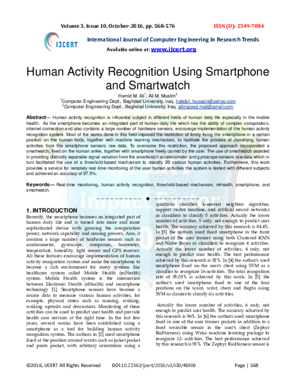 Pdf Human Activity Recognition Using Smartphone And Smartwatch