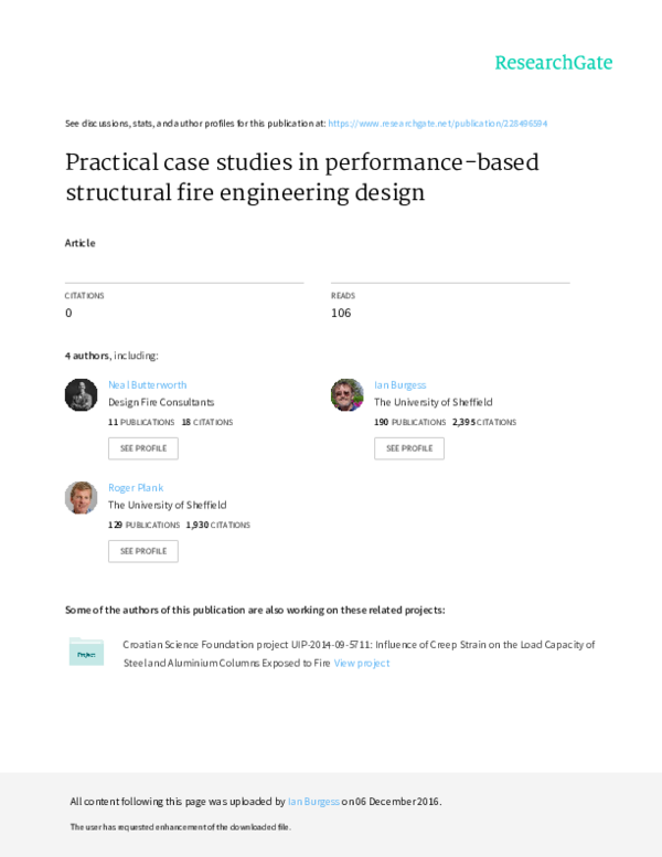 (PDF) Practical case studies in performance-based structural fire ...