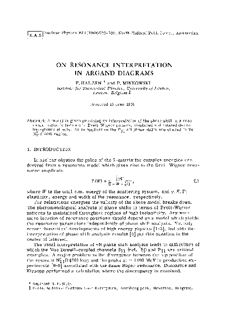 (PDF) On resonance interpretation in Argand diagrams | Peter Minkowski ...