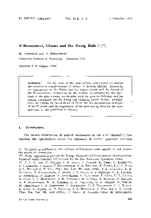 (PDF) Ψ-resonances, gluons and the Zweig rule