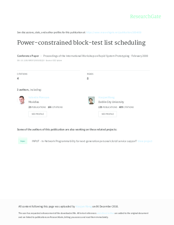 Pdf Power Constrained Block Test List Scheduling