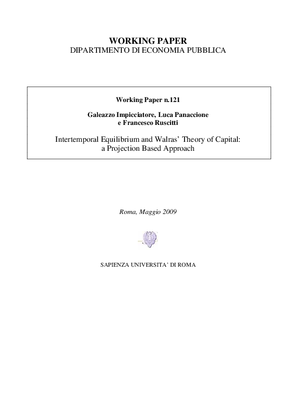 (PDF) Intertemporal Equilibrium and Walras' Theory of Capital: a ...