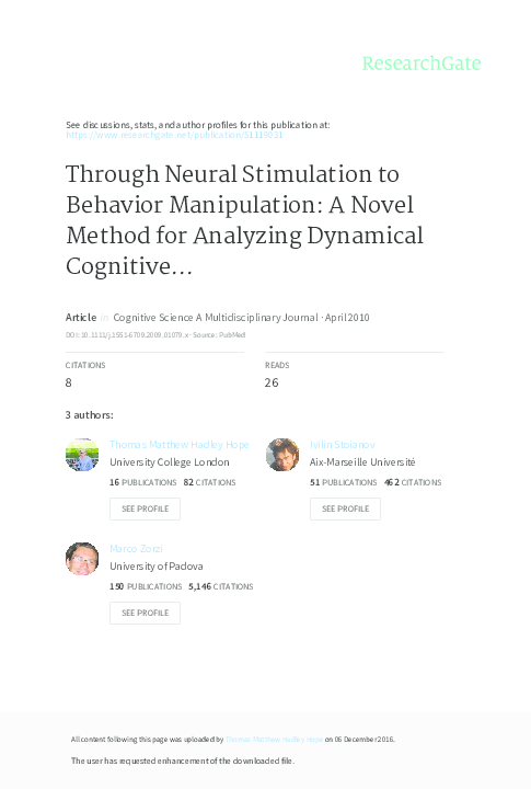 (PDF) Through neural stimulation to behavior manipulation: A novel ...