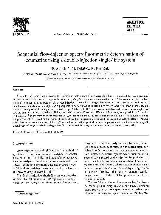 Pdf Sequential Flow Injection Spectrofluorimetric Determination Of